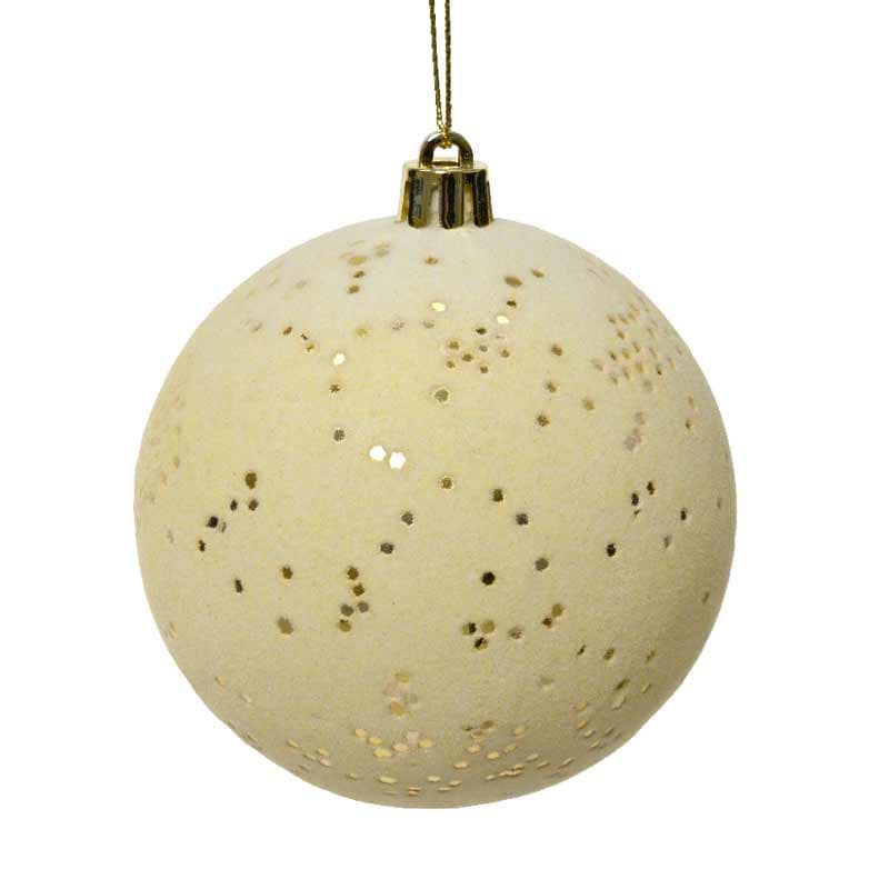 Decoris Shatterproof Flocked Bauble In Wool White