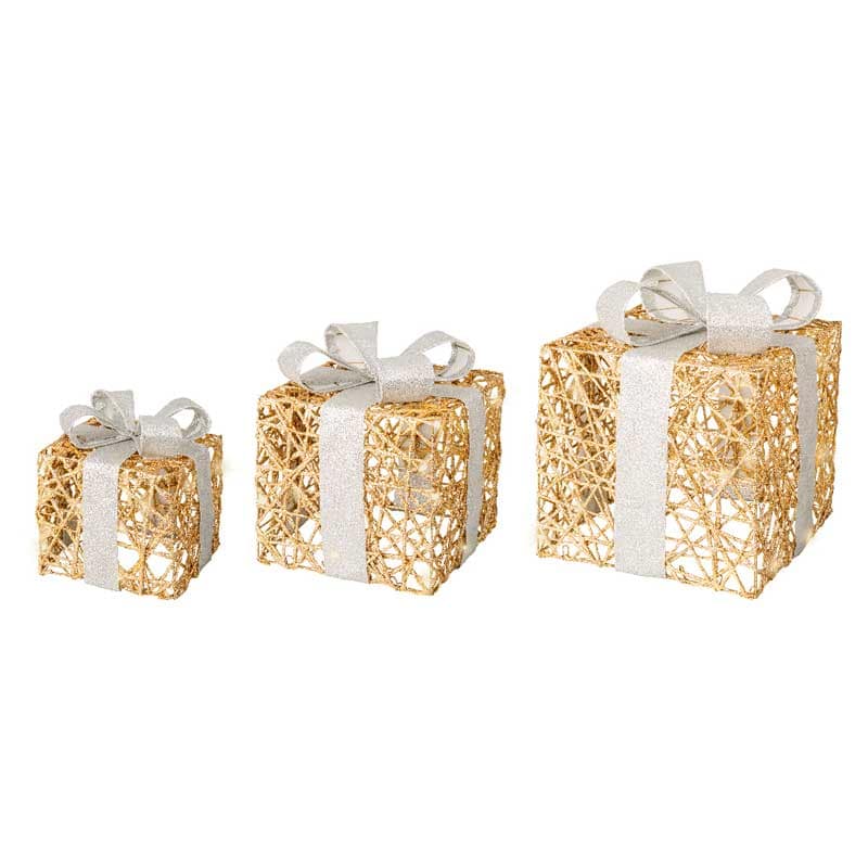 Lumineo Micro LED Battery-Operated Paper Giftboxes Set Of 3